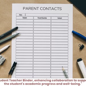 Printable Student Teacher Binder Template, Printable Teacher Planner ...