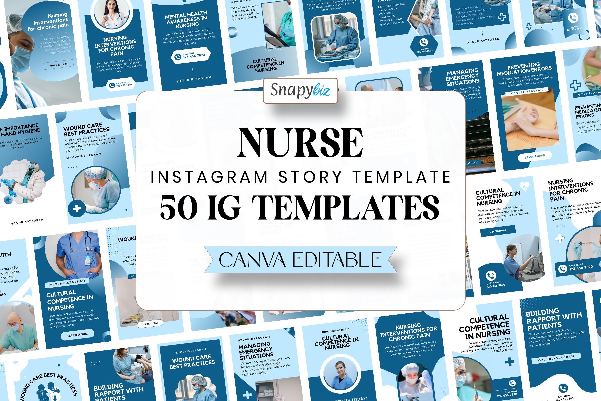 Editable Nurse Instagram Canva Story Templates, Custom Social Media ...