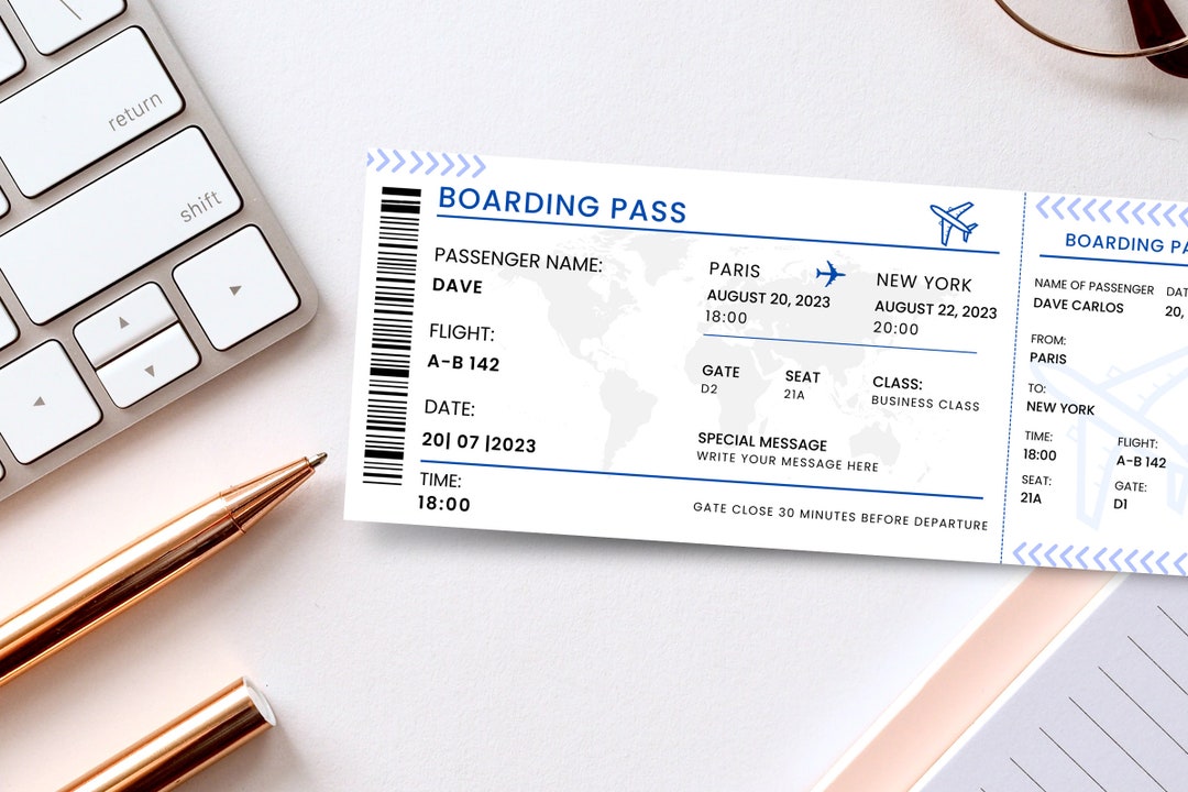 Editable Boarding Pass Ticket Canva Designs Template - Etsy