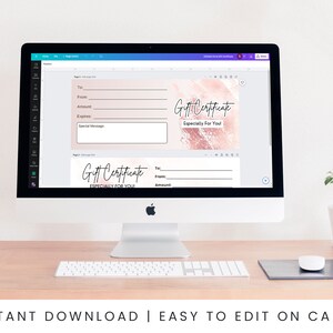Rose Gold Gift Certificate Template Editable and Printable, Gift Card ...