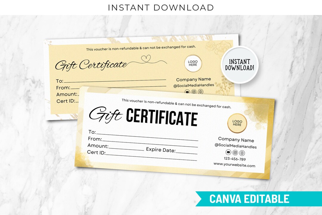 Editable and Printable Canva Gold Gift Certificate Template Elegant ...