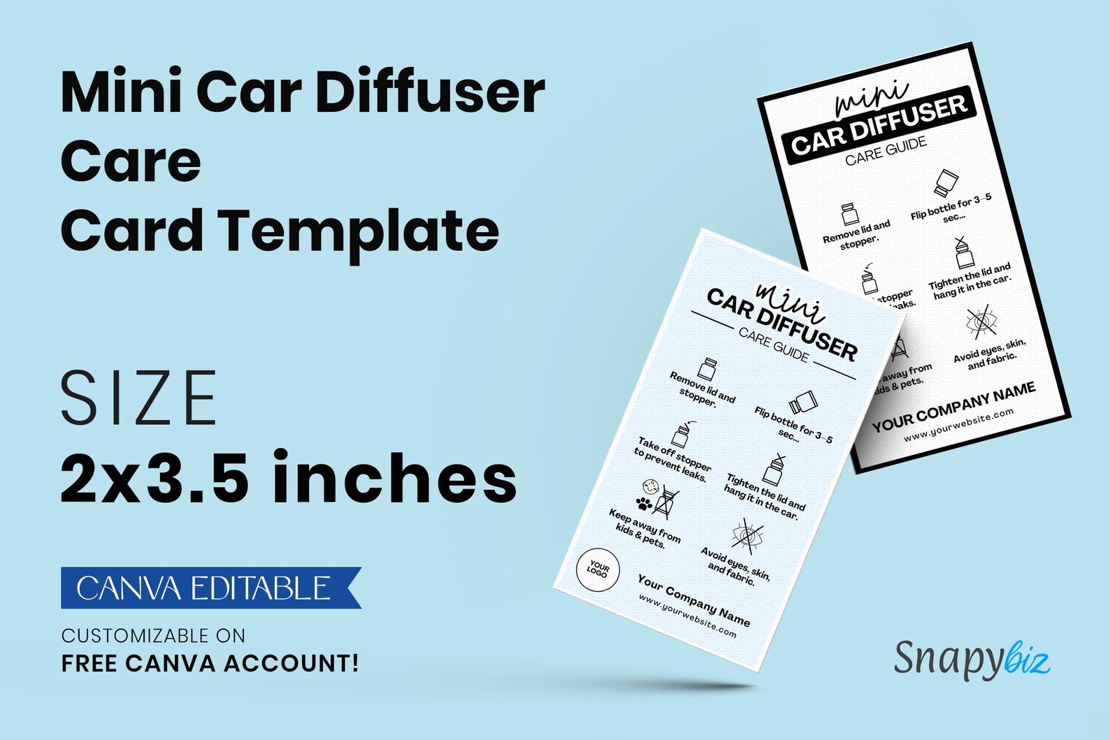 Printable Car Diffuser Care Guide Instructions Card Canva Templates ...