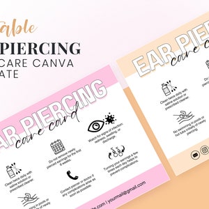 Editable Ear Piercing Care Instructions, Customizable Ear Piercing Care ...
