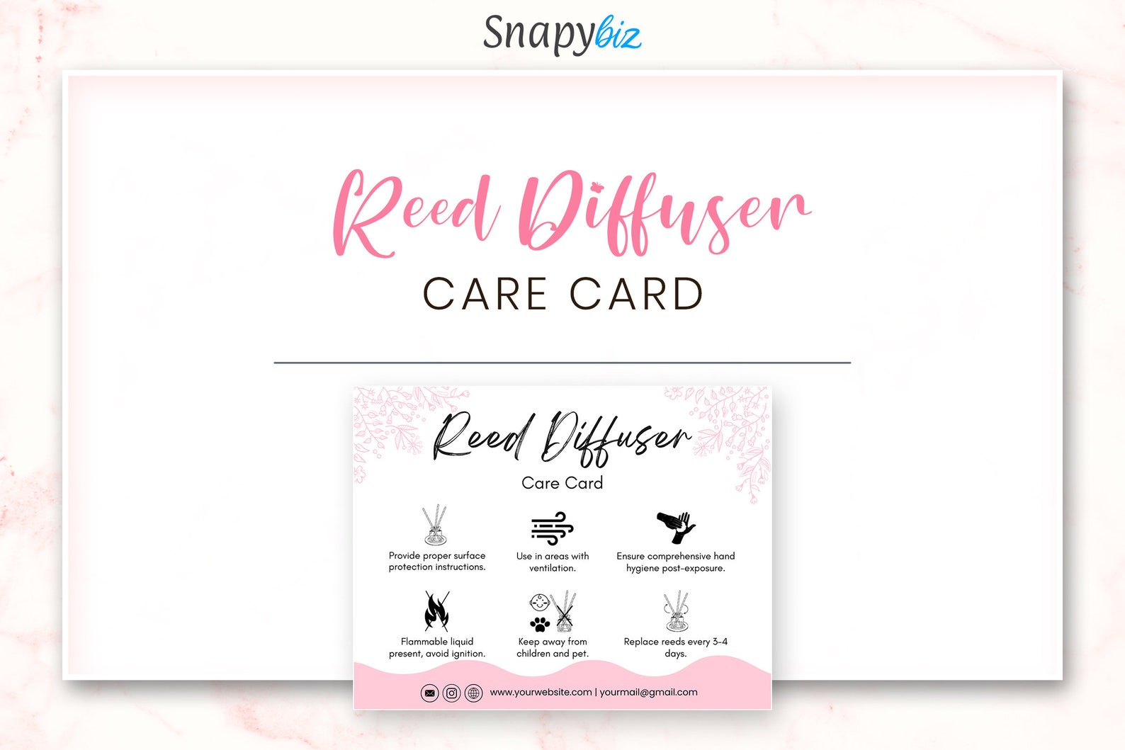 Reed Diffuser Care Card Canva Template Editable Reed Diffuser - Etsy