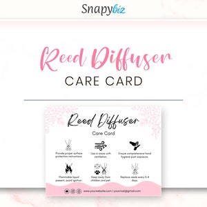 Reed Diffuser Care Card Canva Template, Editable Reed Diffuser Care ...