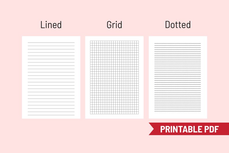 Lined Paper Printable Pdf Notes Template Page Templates - Etsy