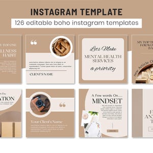 Boho Instagram Canva Templates: Social Media Content Creator Bundle ...