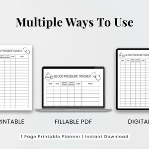 Printable Blood Pressure Health Tracker Log PDF Blood Record Health and ...