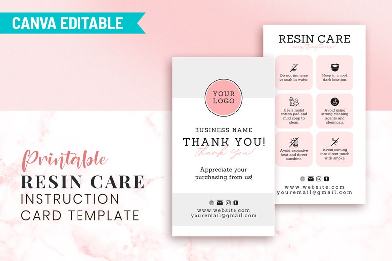 Printable Resin Care Instruction Editable Resin Care Card - Etsy