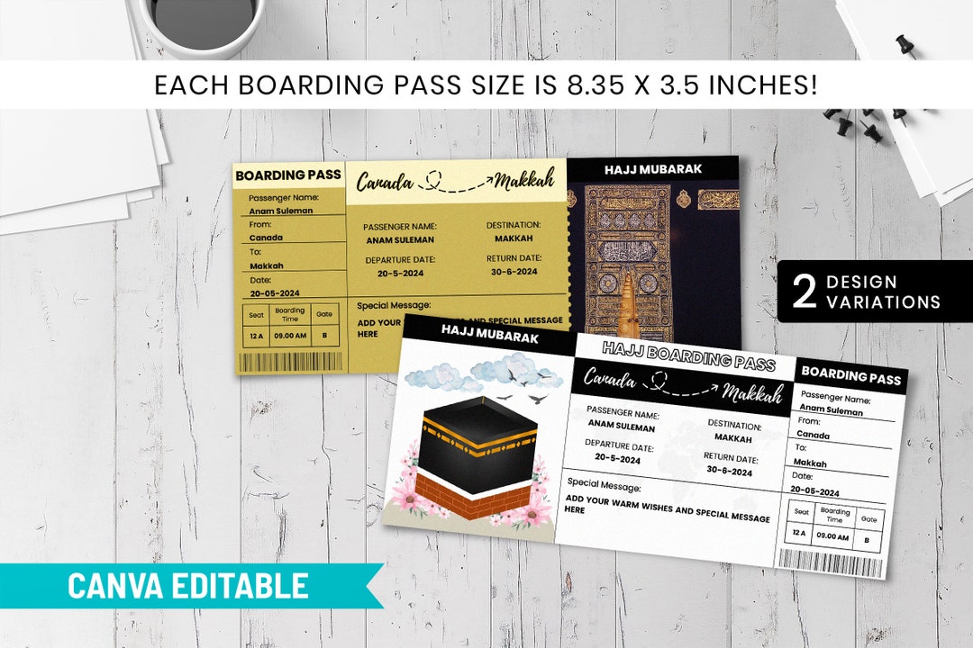 Hajj Boarding Pass Editable Hajj Plane Tickets Customizable Hajj ...