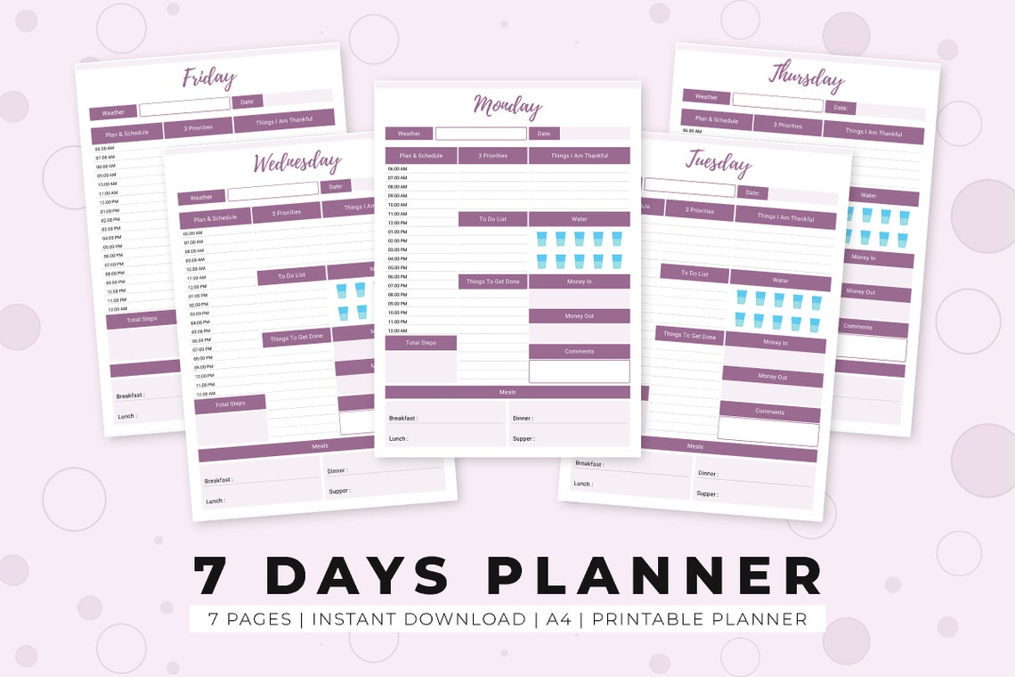 7 Day Planner Digital Day Planner Daily Planner Goodnotes - Etsy UK