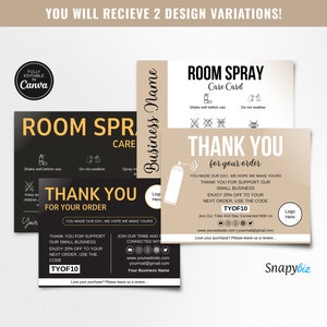 Room Spray Care Card Template Canva Editable DIY Printable Room Spray ...