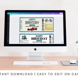 Editable Digital Racing Ticket Canva Template Customizable Race Ticket ...