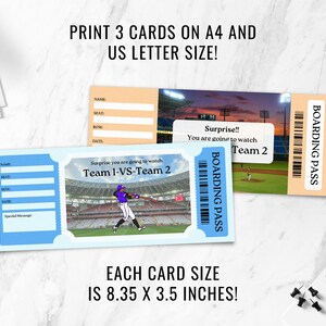 Printable Baseball Game Ticket Gift Template Editable Birthday Baseball ...