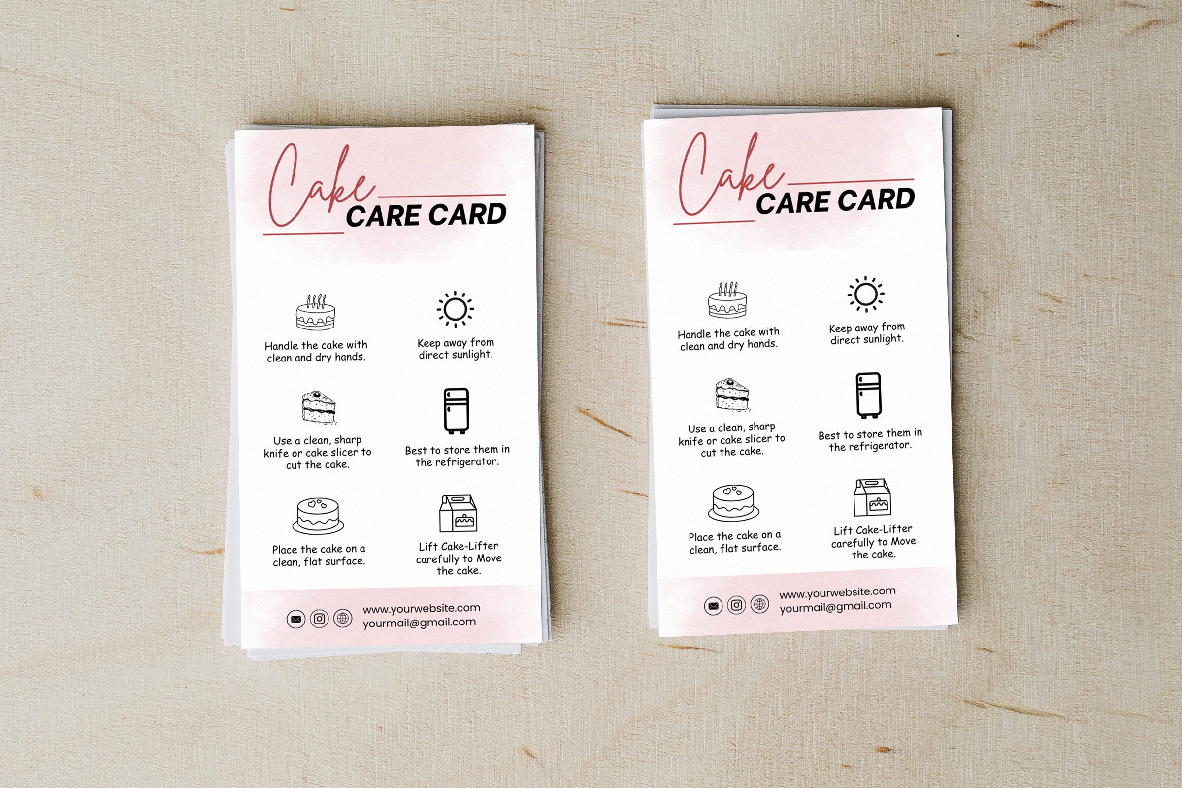 Editable Cake Care Card Canva Template Cake Care Instructions - Etsy