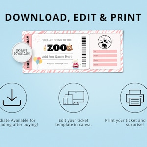 Editable Zoo Birthday Gift Voucher Template, Canva Zoo Certificate ...