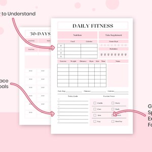 Pink Fitness Printable Planner Bundle Pink Planner Printable A4 Fitness ...