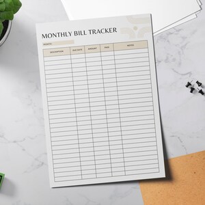 Fillable Monthly Bill Tracker Printable Planner, Bill Tracker PDF, Bill ...