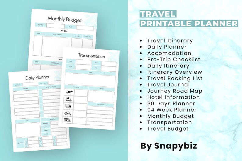 Editable Travel Planner Template Travel Printable Tracker - Etsy
