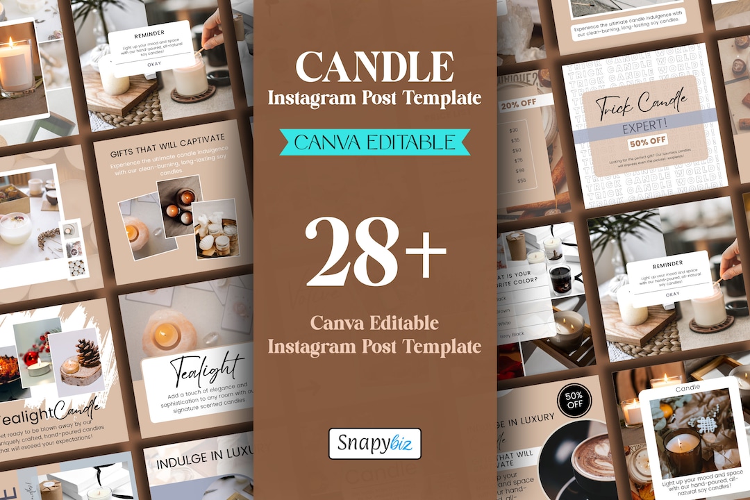 Candle Instagram Post Template, Social Media Bundle Candle Businesses ...
