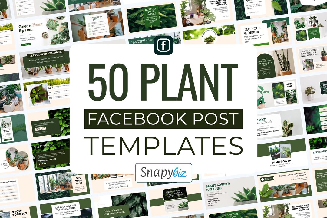 Plant Facebook Templates, Green Canva Templates, Nature Plant Lover ...