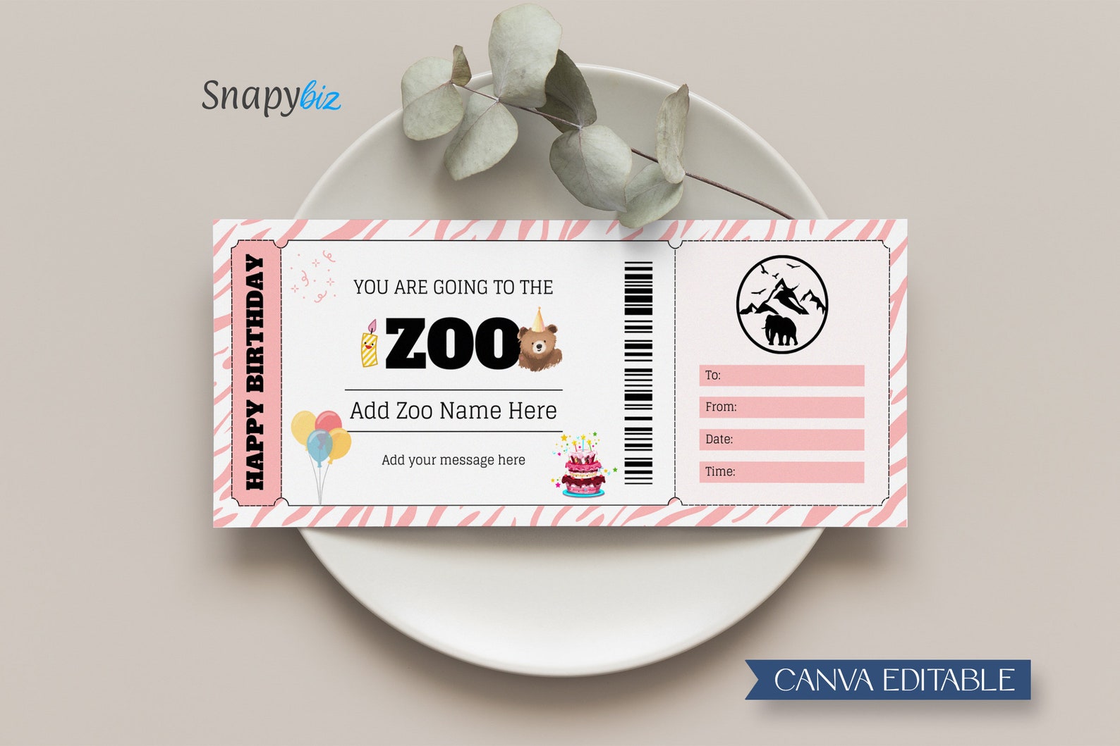 Editable Zoo Birthday Gift Voucher Template, Canva Zoo Certificate Editable Template, Zoo Coupon ...