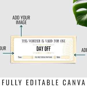 Editable Day off Voucher Canva Template Canva Gift Certificate Design ...