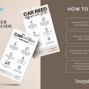 Car Reed Diffuser Care Guide Template: Printable Canva Instructions ...