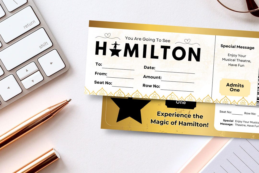 Hamilton Broadway Surprise Ticket Templates, Editable Canva Templates ...
