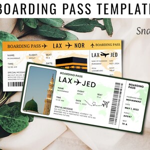 Umrah Boarding Pass, Editable Hajj Boarding Pass, Hajj Plane Ticket ...