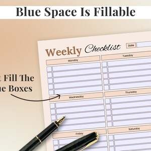 Editable Weekly Checklist Printable Planner Pdf, Weekly Routine ...