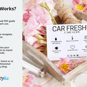 Car Freshie Care Card, Editable Canva Template for Small Business ...