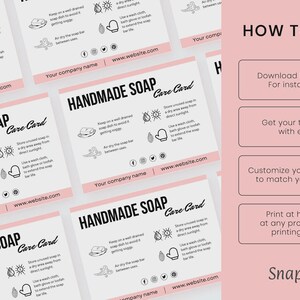 Printable Soap Care Card Template: Canva Editable Design - Etsy