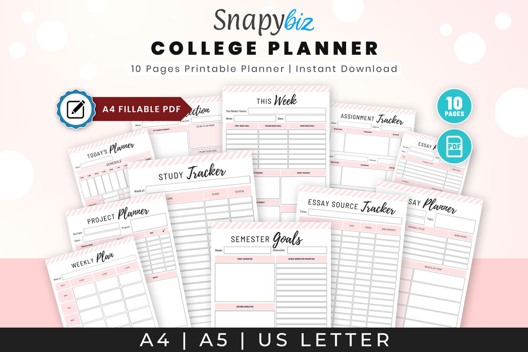College Printable Planner, College Student Tracker, College Essay Plan ...