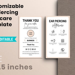 Customizable Ear Piercing Aftercare Canva Card Template, Printable ...