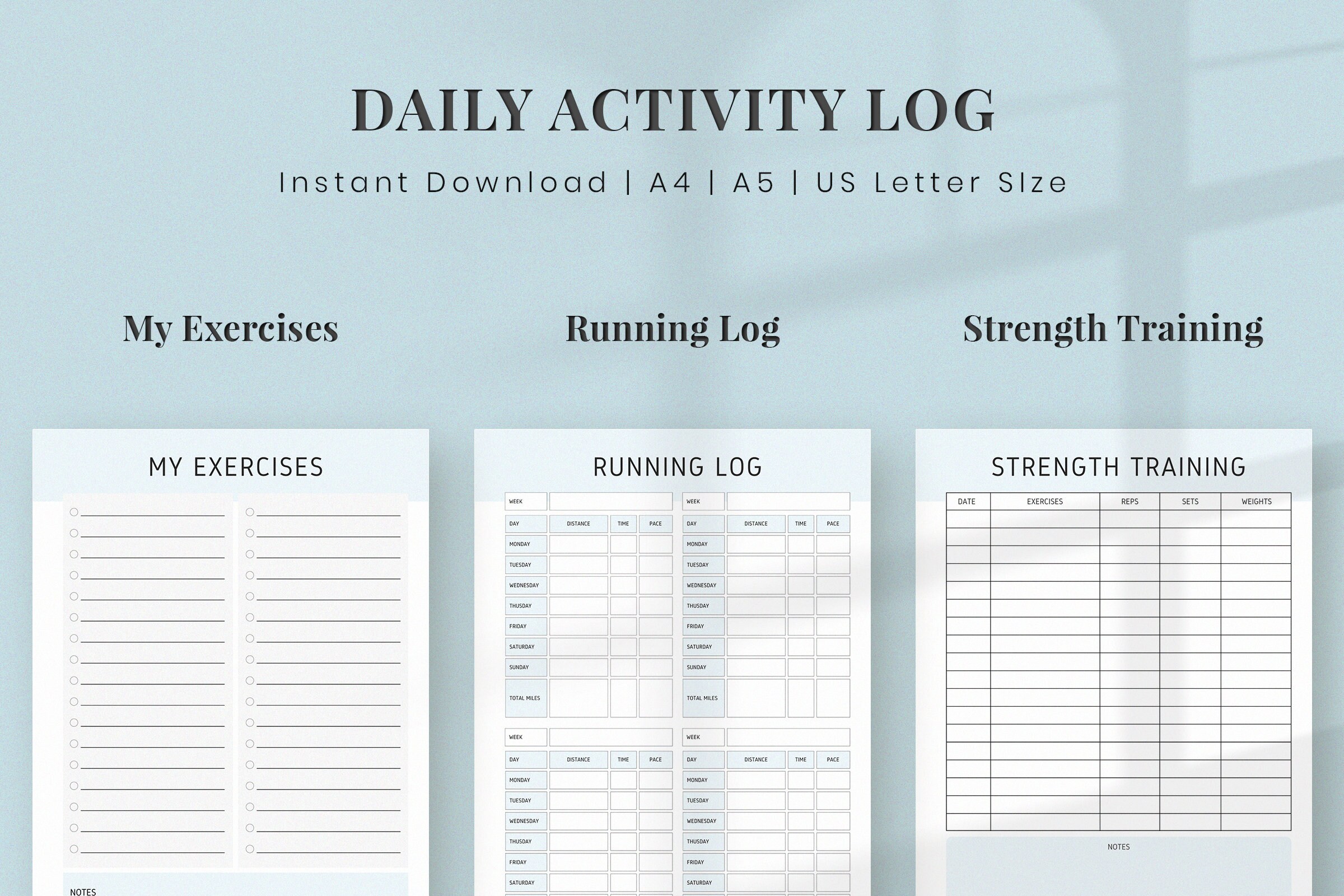 Daily Activity Log Printable Planner A4 and A5 Daily - Etsy