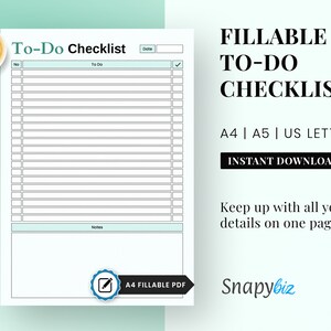 Editable to Do Checklist Printable Planner Pdf, Checklist Printable Pdf ...