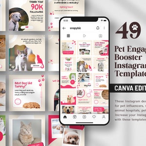 Pet Instagram, Editable Canva Template, Pet Social Media, Digital ...