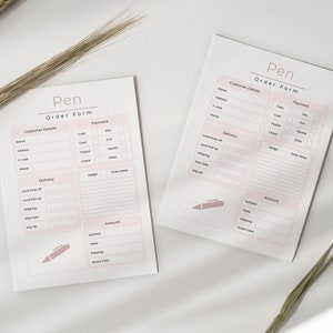 Pen Order Form Small Business Printable Template Epoxy Pen Craft Order ...