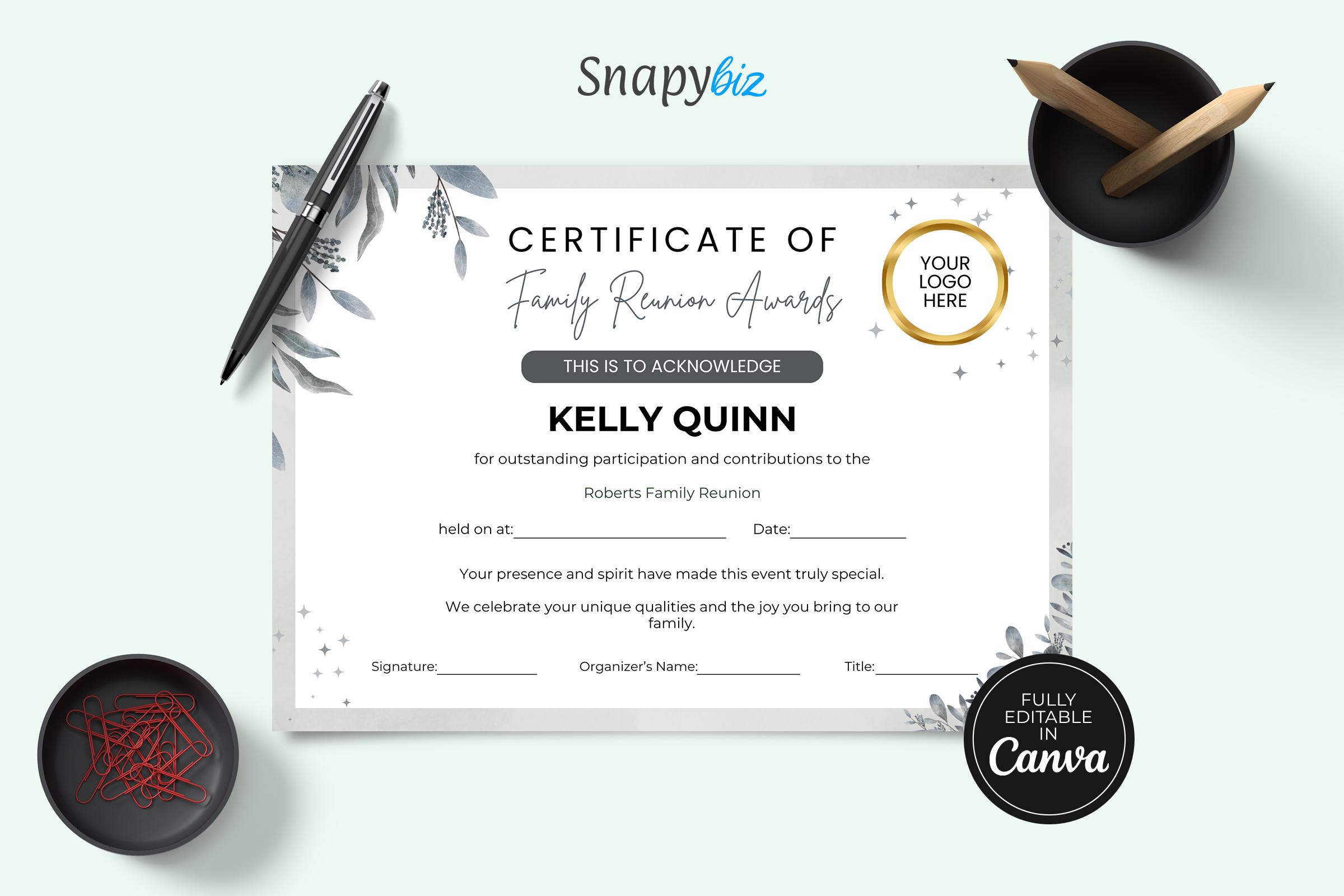 Funny Family Reunion Award Certificate, Editable Sarcastic Awards ...