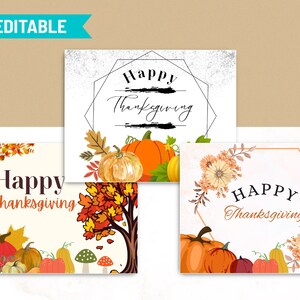 Editable and Printable Thanksgiving Cards Personalized - Etsy