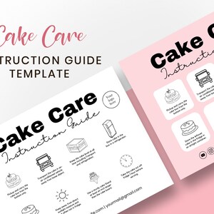 Cake Care Card Canva Template, Printable Care Instructions Guide, Cake ...