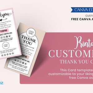 Printable Customer Thank You Card Small Business Customizable Thank You ...