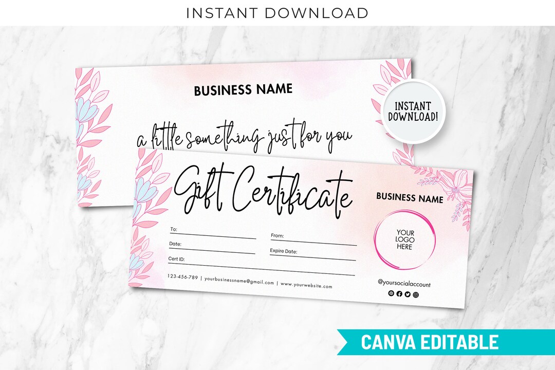 Editable Printable Gift Certificates Canva Templates, Printable Gift ...