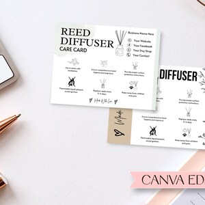 Editable Reed Diffuser Care Instructions Canva Template for Diffuser ...