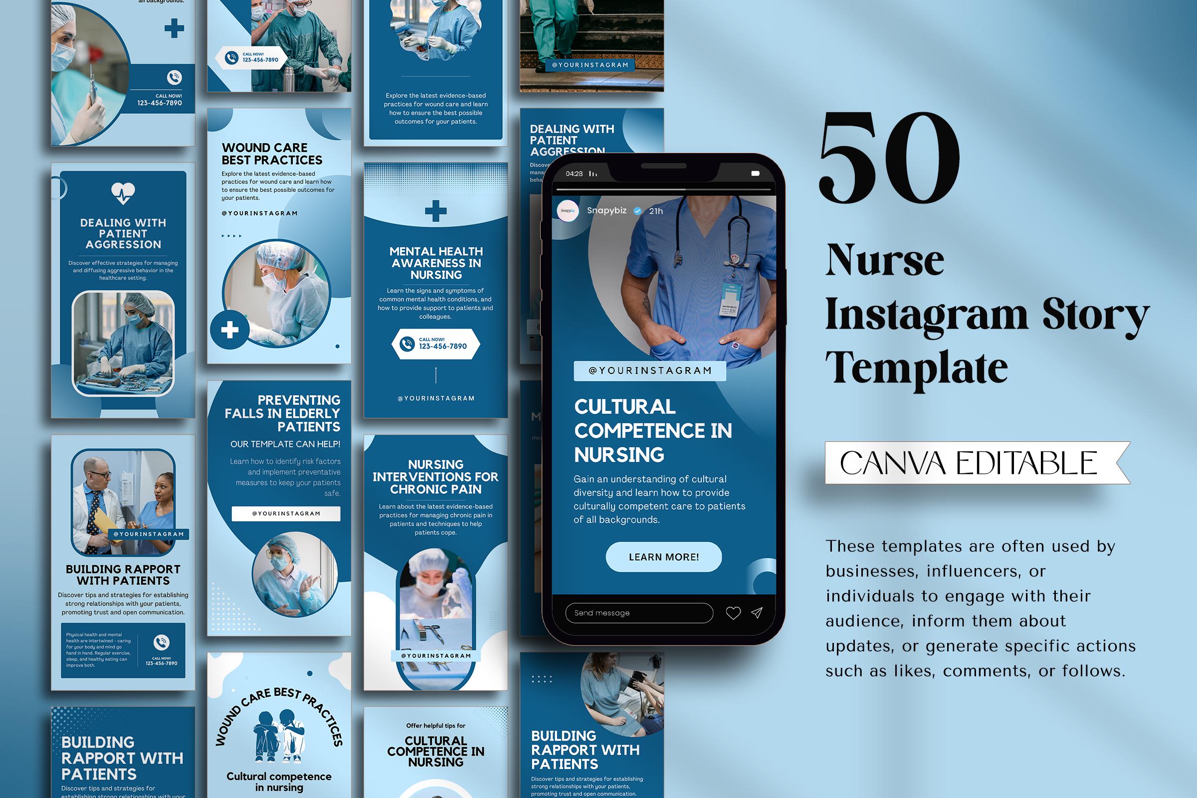 Editable Nurse Instagram Canva Story Templates, Custom Social Media ...