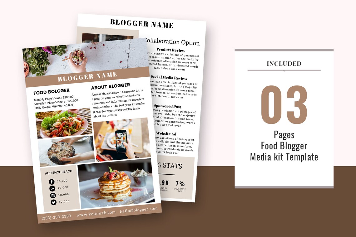 Food Blogger Media Kit Food Media Kit Media Kit Canva - Etsy