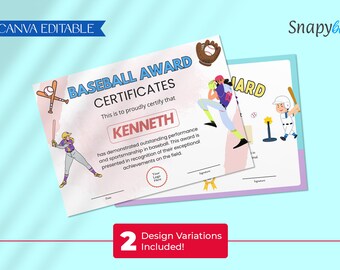 Editable Baseball Award Certificates Baseball Team Awards End of the ...