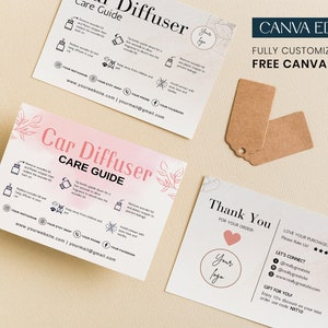 Printable Car Reed Diffuser Care Guide Canva Template, Editable Car ...