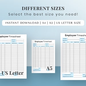 Fillable Employee Timesheet Printable Planner PDF, Work Time Tracker ...